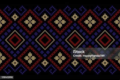 인디고 네이비 블루 기하학적 전통 민족 패턴 이카트 원활한 패턴 테두리 추상 디자인 0명에 대한 스톡 벡터 아트 및 기타 이미지 0명 기하 도형 꽃 식물 Istock