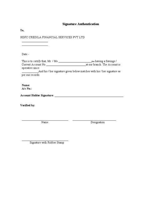 Signature Authentication Format Pdf
