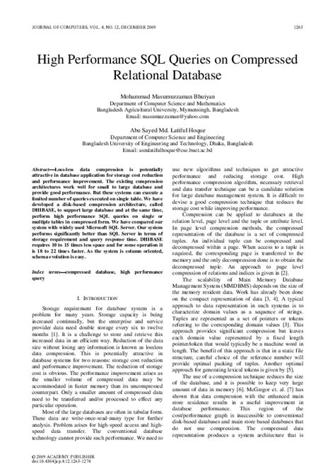 Pdf High Performance Sql Queries On Compressed Relational Database
