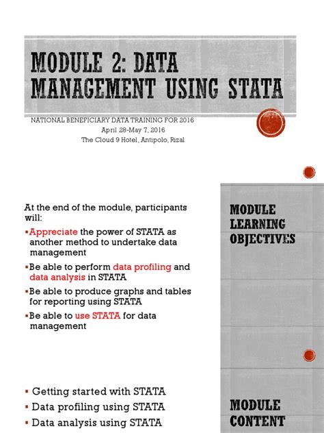 Nbdm Training 2016 Module 2 Data Management Using Stata Pdf