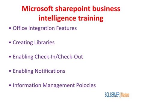 Microsoft Sharepoint Business Intelligence Training PPTX