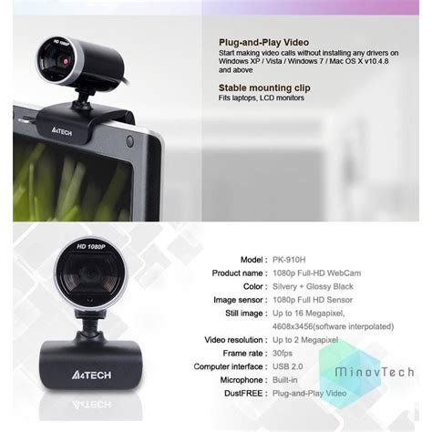 Jual A4tech Pk 910h Full Hd 1080p Webcam Usb Kamera Mic Shopee