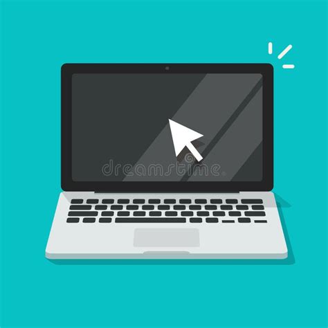 Computer Screen With Pointer Mouse Arrow Icon Vector Flat Cartoon Illustration Notebook Or