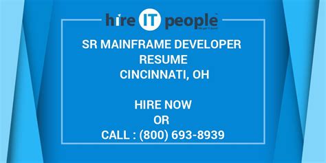 Sr Mainframe Developer Resume Cincinnati Oh Hire It People We Get It Done