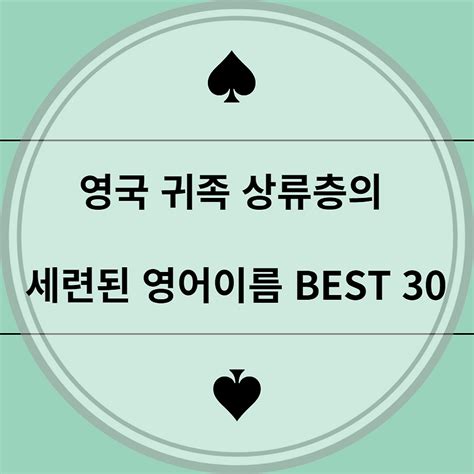 영국 귀족 남성 세련된 상류층 남자 영어 이름 짓기 Noble English Name