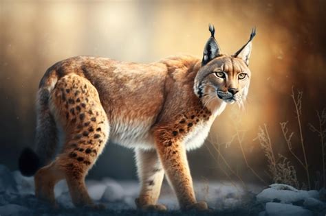 Premium Ai Image Lynx Portrait On Nature Background Ai Generative