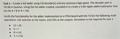 Solved Please Help With Schematic Design In Quartus Prime Task 1
