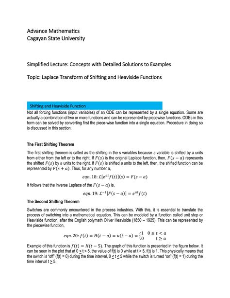 SOLUTION Laplace Transform Of Shifting And Heaviside Functions