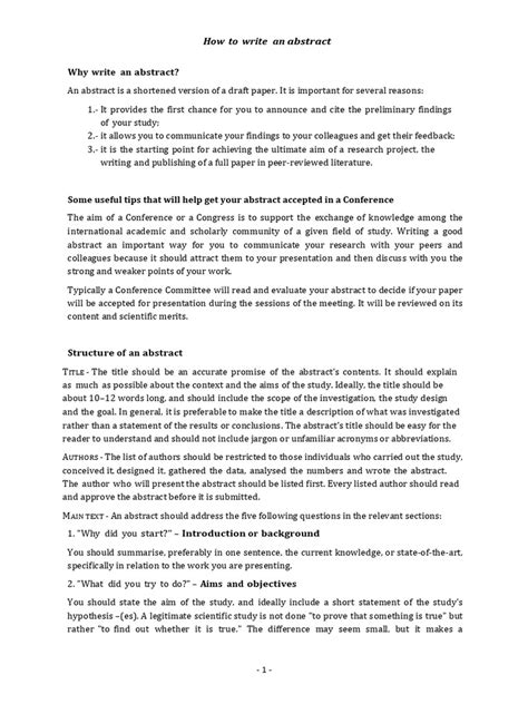 How To Write An Abstract Pdf Abstract Summary Knowledge