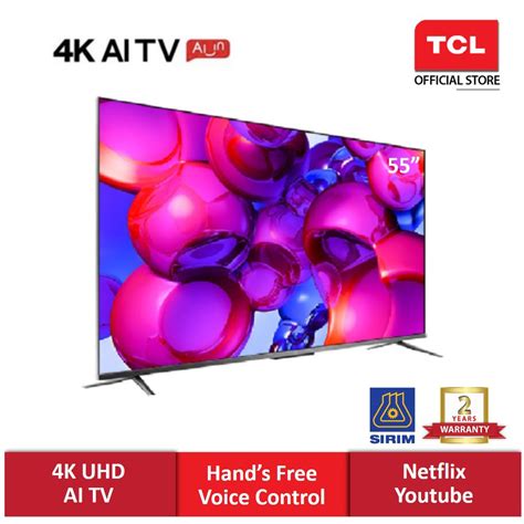 TCL 4K UHD Android Smart AI TV Hand S Free Voice Control 55 55P715 Shopee Malaysia