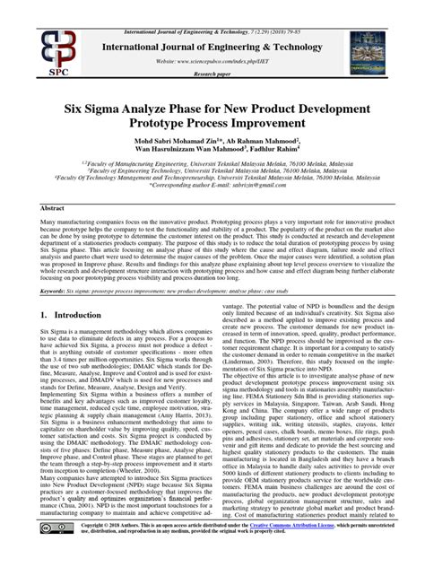 Six Sigma Analyze Phase For New Product Developmen Pdf