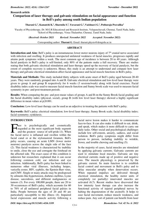 Pdf Comparison Of Laser Therapy And Galvanic Stimulation On Facial Appearance And Function In