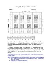 Sample Midterm Answer Key Oct Th Biology Sample Midterm Examination Name Stud No