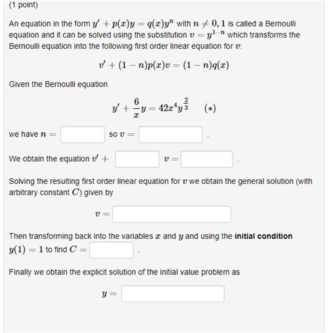Solved Point An Equation In The Form Y P Y QX Y Chegg Com