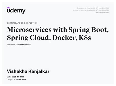 Vishakha K On Linkedin Udemy Course Completion Certificate