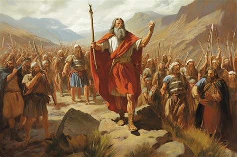 Moses Leads Jews In The Wilderness Desert Bible Story Premium Ai Generated Image