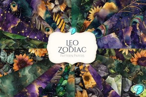 Leo Zodiac Seamless Pattern Papers Graphic By Emily Designs · Creative Fabrica