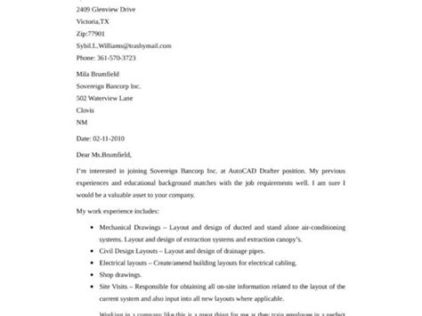 Cover Letter For Drafting Position Basic Autocad Drafter Cover Letter Samples And Templates