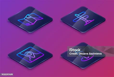 등각 투영 선 설정 접힌 지도 위치 마커 도로 교통 표지판 및 위치 사람 파란색 사각형 버튼입니다 벡터 3차원 형태에 대한 스톡 벡터 아트 및 기타 이미지 Istock