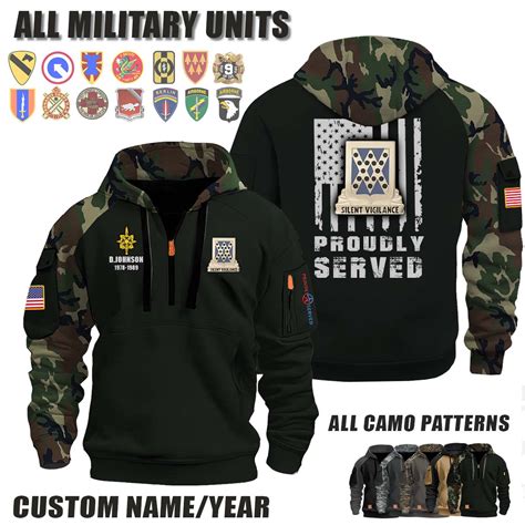 524th Mi Bn 524th Military Intelligence Battalion Camo Halfzip Hoodie