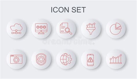 Set Line Pie Chart Infographic Browser Setting Document With Search