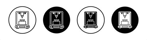 3d Printer Flat Line Icon Set 3d Printer Thin Line Illustration