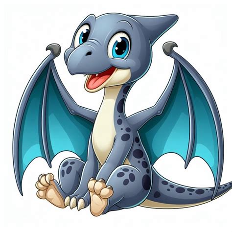 Premium Vector Cute Pterodactyl Cartoon Vector Style White Background