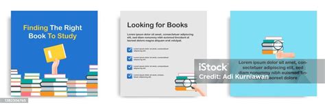3d 만화 스타일 소셜 미디어 유익한 교육 및 학습 팁 포스트 배너 템플릿 레이아웃 디자인 책 문학 검색 개념 3차원 형태에 대한 스톡 벡터 아트 및 기타 이미지 Istock