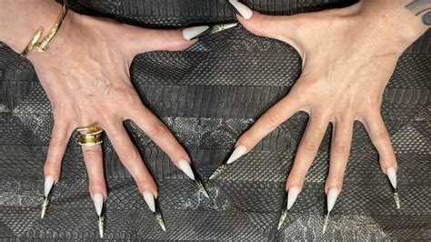 The New Nail Shape Is Even Longer Sharp Stilettos Long Fingers Cream Hands Jewelry