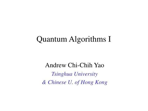 Ppt Quantum Algorithms I Powerpoint Presentation Free Download Id