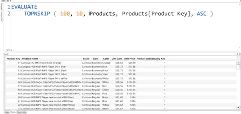 dax query example using various keywords and functions master data