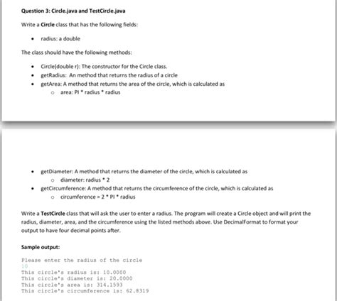 Solved Write A Circle Class That Has The Following Fields
