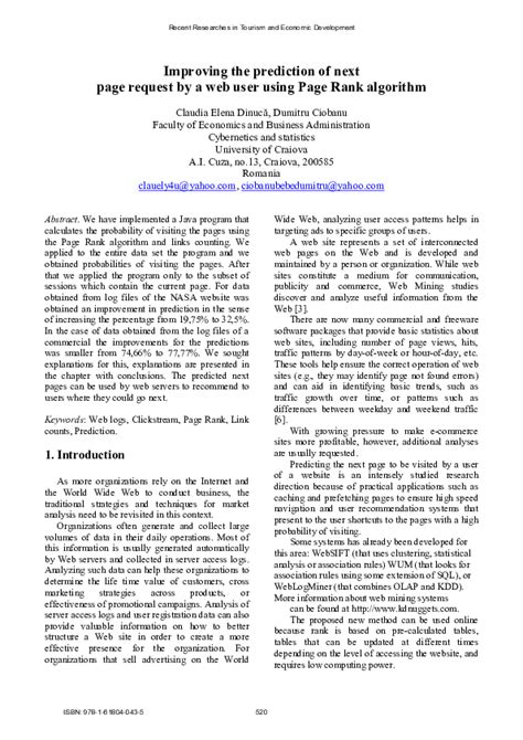 Pdf Improving The Prediction Of Next Page Request By A Web User Using Page Rank Algorithm