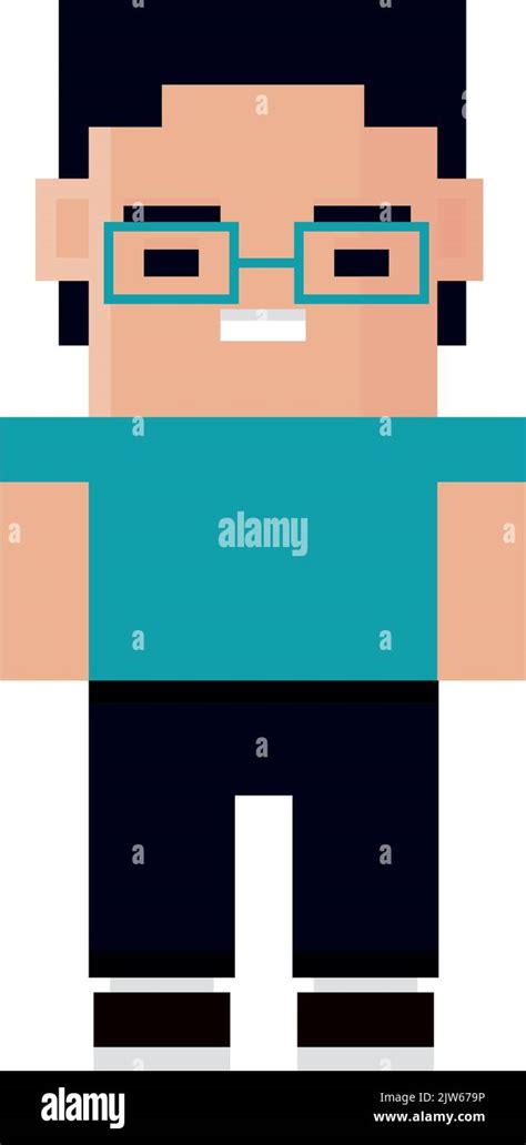 Nerd Man Pixel 8 Bit Stock Vector Image And Art Alamy