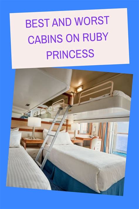 Two Beds In A Room With The Words Best And Worst Cabins On Ruby Princess Above Them