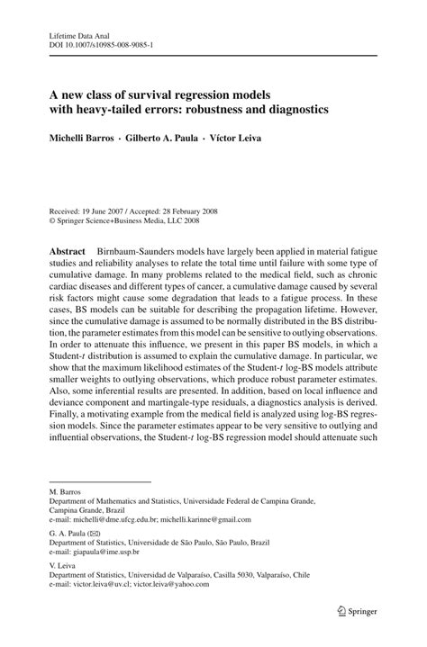 pdf a new class of survival regression models with heavy tailed