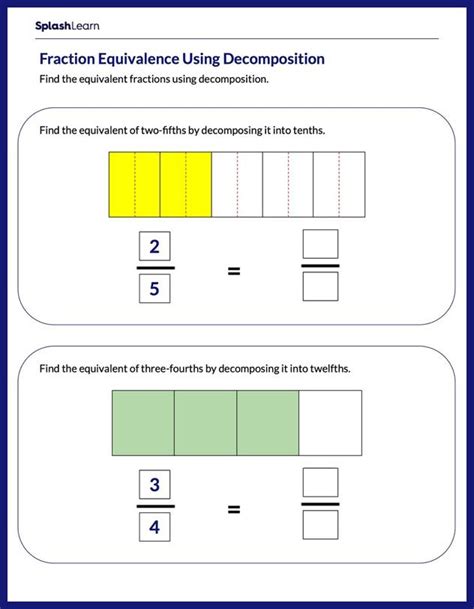 Free Printable Equivalent Fractions Using Models Worksheets