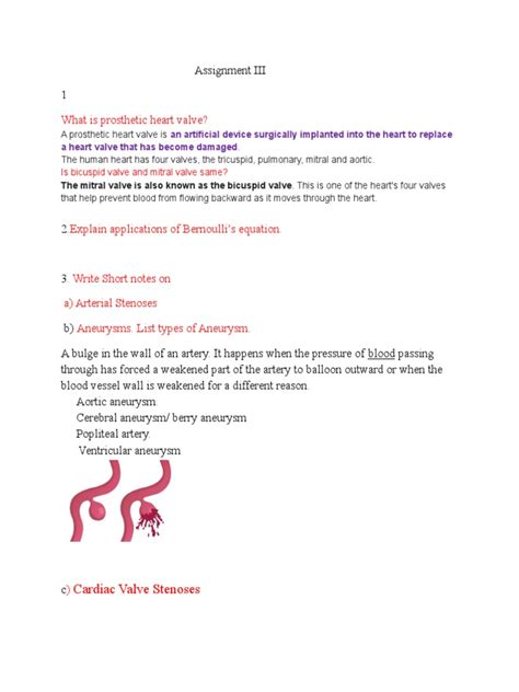 Assignment Iii Pdf Heart Valve Heart