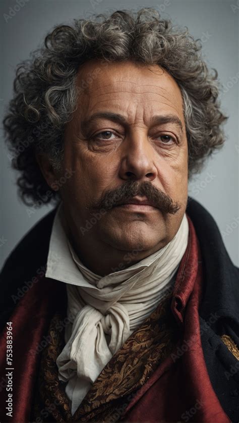 Realistic Portrait Of French Novelist Alexandre Dumas Author Of The The