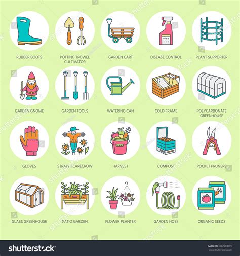 Gardening Planting Horticulture Line Icons Garden Stock Vector Royalty Free 606580889