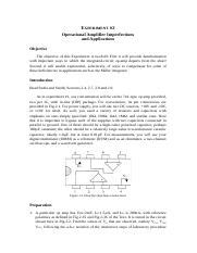 ECE 311 Experiment 2 EXPERIMENT 2 Operational Amplifier Imperfections And Applications