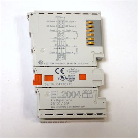 Beckhoff EL2004 Digital Output EtherCAT Terminal 4 Outputs 24vdc 0 5a For Sale Online EBay