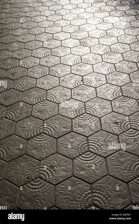 Gaudi Mosaic In Paseo De Gracia Passeig De Gracia Avenue Barcelona