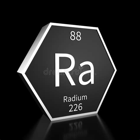Periodic Table Element Radium Rendered Metal On Black On Black Stock