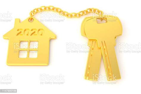 2020 새 해 골든 하우스 키 황금 장신구 집 흰색 배경에 고립 부동산 3d 렌더링 새로운 홈 컨셉 0명에 대한 스톡 사진 및 기타 이미지 Istock