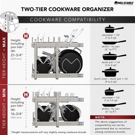 Rev A Shelf CW CR Inch Tier Pots And Pans Cookware Cabinet Organizer Piece