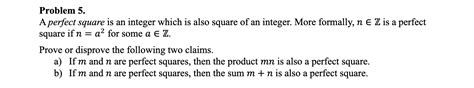 Solved Problem 5a Perfect Square Is An Integer Which Is