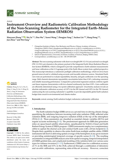 Pdf Instrument Overview And Radiometric Calibration Methodology Of