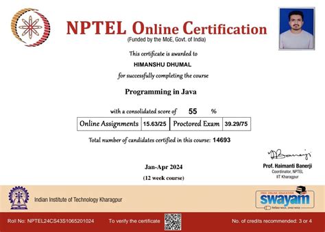 Himanshu Dhumal On Linkedin Programminginjava Nptel