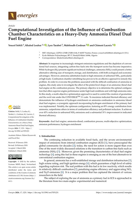 Pdf Computational Investigation Of The Influence Of Combustion Chamber Characteristics On A